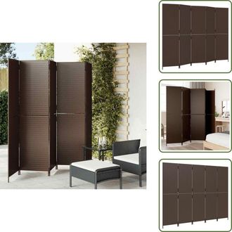 vidaXL Paravent 5-tlg. Braun Poly Rattan - Raumteiler - Paravent - Holzoptik - Wohnraumgestaltung - Gartenm&ouml;bel