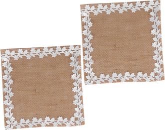 Aboofan 2 St&uuml;ck Platzsets mit Spitzenrand aus Jute K&uuml;chenmatten im Amerikanischen Stil Hitzebest&auml;ndige Tischunterlagen f&uuml;r Restaurant und Hochzeit Beige