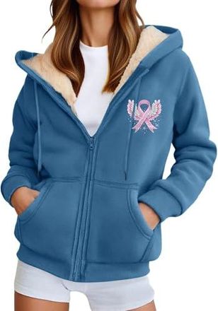 Generic Veste dhiver chaude &agrave; capuche en polaire avec fermeture &eacute;clair pour femme, pull doubl&eacute; confortable avec poches, veste d&eacute;contract&eacute;e dext&eacute;rieur douce, b