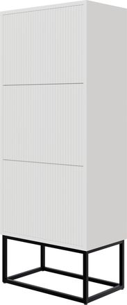 Selsey Schuhschrank Schuhregal 50 cm 3 Klappen Schuh Schrank 12 Paar Schuhe Schuhaufbewahrung Stehend Wei&szlig; Schwarze Beine Veldio