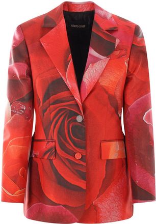 Roberto Cavalli Blazer mit Garden Rose-Print - Rot