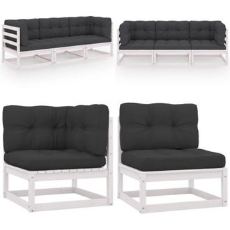 vidaXL 3-Sitzer-Gartensofa mit Kissen Kiefer Massivholz - Gartensofa - Kiefernholzm&ouml;bel - Gartenm&ouml;belset - Esszimmergarnitur - Lounge M&ouml;bel - Home & Living