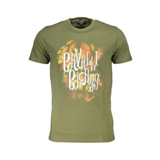 Cavalli Homme, Tops, Vert, Taille: L T-shirt en coton avec logo imprimé
