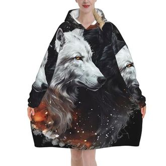 Generic Sweat &agrave; capuche noir et blanc &agrave; carreaux de buffle pour femmes et hommes adultes surdimensionn&eacute;s pour une couverture douce et chaude