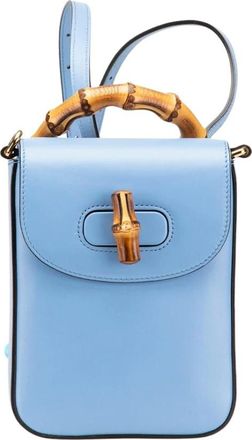 Gucci Sac &agrave; main sup&eacute;rieur Pre-owned en cuir de veau bambou - Femme - Pre-owned - Bleu - Taille: ONE Size