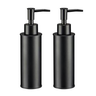 BGL Fashion Distributeur de Savon Rond Noir sur Pied, Distributeur de Liquide pour Salle de Bain et Cuisine, Lot de 2
