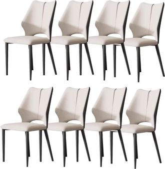 Generic Set Mit 8 Esszimmerst&uuml;hlen Aus Orangefarbenem Kunstleder - Ergonomische Theken-/Schreibtischst&uuml;hle Mit Beinen Aus Edelstahl for K&uuml;che, B&uuml;ro Und Wohnzi