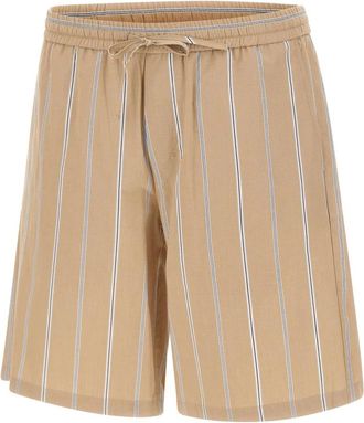 Paolo Pecora Homme, Shorts, Beige, Taille: L Striped Cotton Bermuda Shorts