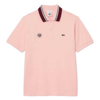 Lacoste Roland Garros Poloshirt f&uuml;r Herren, Seitenschlitze, leger, kurz&auml;rmlig (Pink)
