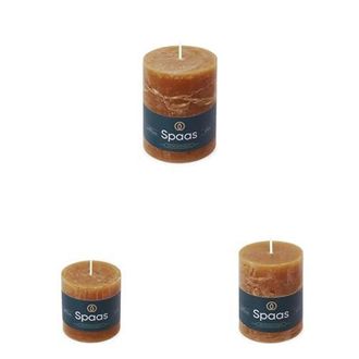 Spaas Rustikale Stumpenkerze, 70/70 mm, 25 Stunden und 70/95 mm, 35 Stunden und 80/110 mm, 65 Stunden, Cognac