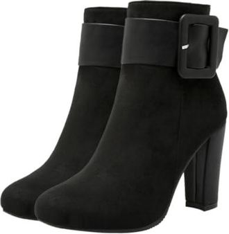 Hemobllo Femme Talons Compens&eacute;s Courtes Automne Hiver Simple Design Boucle Pointure