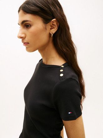 Tommy Hilfiger Kurzarmshirt GOLD BUTTON SLIM SS TEE