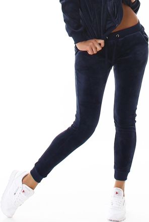 Jela London Damen Nicki Jogginghose Samt Velour Homewear, Dunkelblau 34 36 (S)