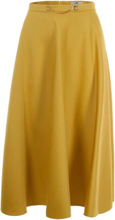 Elisabetta Franchi Femme, Jupes, Jaune, Taille: 38 FR Jupe en Satin Duchesse avec Logo Bijou