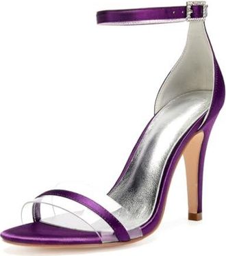 Generic Chaussures De Mariage Femme Stylet Talons Haut Chaussure Escarpin Mariée Sexy Open Toe Sandales À Talon10.5Cm,Violet,42 EU