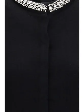 Pinko Womens Cardigan Colonia With Jewel Collar Black Limousine Merino Wool Sweater