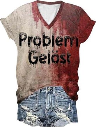 Generic Problème Résolu T-Shirt, Je Vais Bien Chemise Sanglante Femmes, Problème Sanglant Résolu, Femmes Drôles Halloween Sang Horreur Vêtements Cadeau Sang é