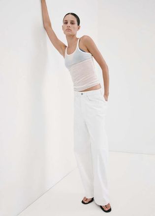 Mango Jean balloon crop blanc - Femme - 32 - MANGO