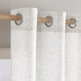 Miulee Lot de 1 Rideaux en Lin Translucide avec Oeillets Rideaux Modernes pour Deux Portes de Balcon pour Salon Chambre &agrave; Coucher HxL 245x300 cm Lin Blanc