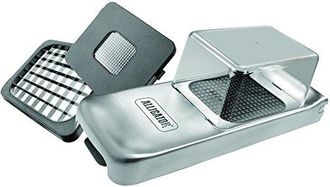 Alligator 3093 - Hachoir Multifonction Inox Avec Bac Collecteur - Coupe Légumes - Coupe Oignon - Coupe Frites - 3 Lames Interchangeables - 3x3 mm 6x6 mm et 12x1