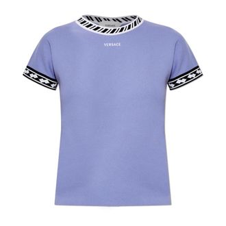 Versace Top mit gesticktem Logo - - Tops - Damen - Lila - 2XS