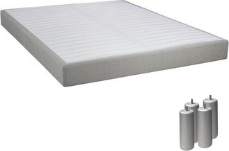 Altobuy Altobuy - tapikit - Sommier Tapissier Démontable 2x20 Lattes 140x190cm Lin + Pieds Argent 15cm