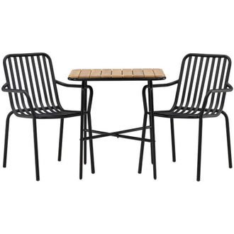 ebuy24 Holmbeck Gartenset Tisch 88x70cm natur, 2 St&uuml;hle schwarz