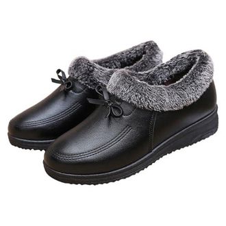Generic Chaussures dhiver pour Femme Plates sans Lacets Doublure en Peluche Chaude Chaussures De Marche Semelle Antidérapante Décontractée Confortables Automn