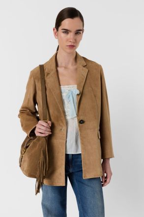 Gerard Darel Veste en cuir velours - TAELY - Sable