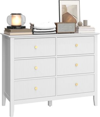 HOMCOM Kommode Sideboard mit 6 Schubladen Moderner Aufbewahrungsschrank Schubladenschrank f&uuml;r Wohnzimmer Schlafzimmer Flur 100 x 40 x 78 cm Wei&szlig;