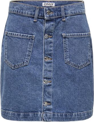 Only Damen Mini Jeans Rock ONLAmazing kurzer Damenrock sichtbare Knopfleiste 15349035 Medium Blue Denim S