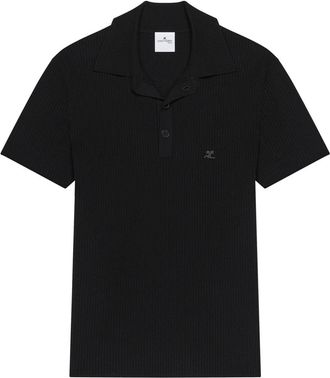 Courrèges polo en maille nervurée - Noir