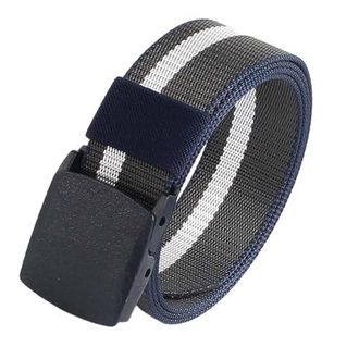 Generic Ceinture sans trou pour homme, ceinture avec boucle en nylon, sangle r&eacute;glable de 49 pouces, ceinture de travail en nylon, bande extensible sans trous 
