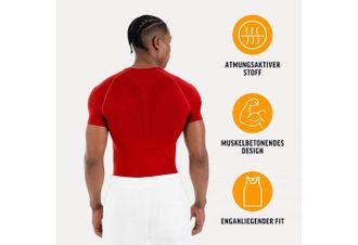 Smilodox T-Shirt Carnos, Compression Shirt Herren, Gymshirt, Seamless, Training Compression Fit, Seamless, atmungsaktiv, Body Mapping, Stretch