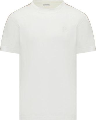 Burberry Homme, Tops, Blanc, Taille: L T-shirt avec D&eacute;tails &agrave; Carreaux