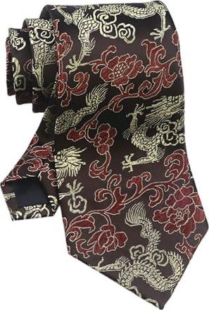 Generic Cravate en soie tiss&eacute;e pour homme Motif pivoine Marron 9 cm