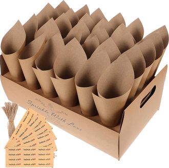 Cabilock Kraftpapier Konfetti Kegelhalter Spitzt&uuml;tenf&ouml;rmige Papierkonen f&uuml;r Hochzeit und Party Deko Vielseitig f&uuml;r Bl&uuml;tenbl&auml;tter S&uuml;&szlig;igkeiten Mini-Bouquets Umwe