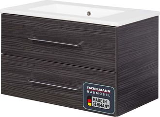 Fackelmann B.PERFEKT Badm&ouml;bel Set 82 cm in Anthrazit, Dark Oak Front, h&auml;ngend, Keramikbecken Wei&szlig;, Made in Germany