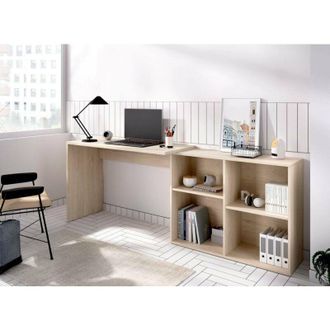 Dmora Bureau Mulaz, Bureau multiposition pour bureau ou chambre, Table détude dangle avec étagères, 121x96h74 cm, Chêne, avec emballage renforcé - Dmora