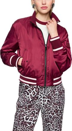 Marc Cain Wendejacke Bomberjacke Mon Cherry Premium Damenmode zum wenden, mit Leoprint und unifarben