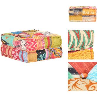 vidaXL Vidaxl - Pouf 60x70x36 cm Patchwork Stoff - Sitzsack - Pouf - Wohnaccessoire - Kuscheldecke - Patchworkkissen