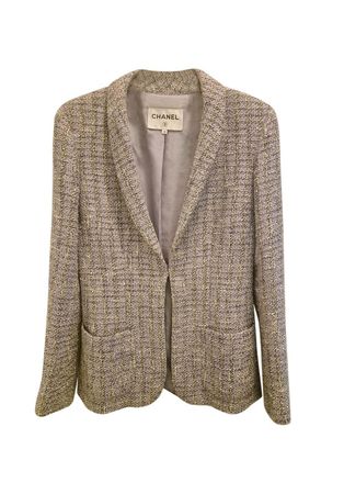 Chanel Lilac Single Breasted Tweed Blazer Size S