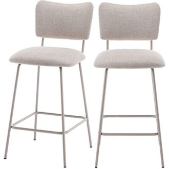 DRAWER Drawer - Lot de 2 chaises de bar en tissu et m&eacute;tal pieds beiges H65cm - Beige - Vander