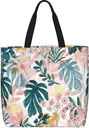 Generic Sac Fourre-Tout Motifs Tropicaux Color&eacute;s Sac &Agrave; Provisions De Grande Capacit&eacute; Lavables Sacs &Agrave; Main, Pour Tous Les Jours, &Eacute;cole, Voyage, Shopping