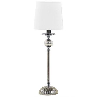 Beliani Lampe de Table en M&eacute;tal Argent&eacute; avec Abat-jour Blanc E27 Max 40W Design Ultra &Eacute;l&eacute;gant et Tendance pour Salon ou Chambre Glamour et Chic Beliani