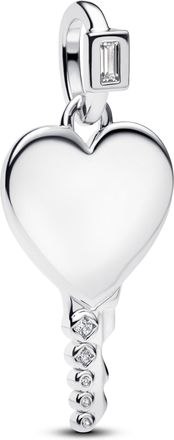 Pandora Moments Gravierbarer Herz Schl&uuml;ssel Anh&auml;nger mit Zirkonia, Kompatibel ME und Moments, 394353C01