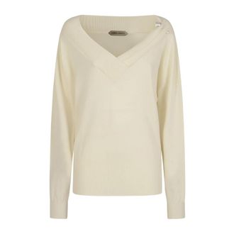 Alberta Ferretti Pullover aus reinem Kaschmir mit V-Ausschnitt - - Knitwear - Damen - Beige - XL