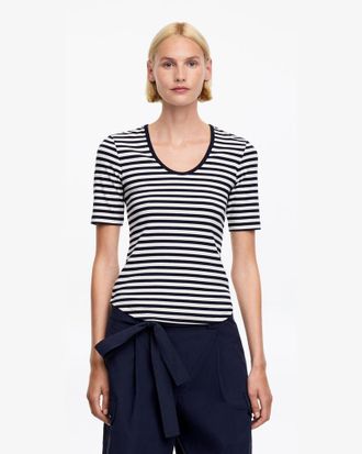 Arket Geripptes T-Shirt -Blau
