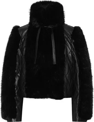 Rotate Faux-fur Leather Jacket Black