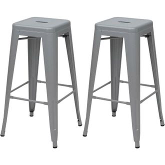Hhg jamais utilis&eacute;] 2x tabouret de bar 799, chaise de comptoir, m&eacute;tal, design industriel, empilable, gris